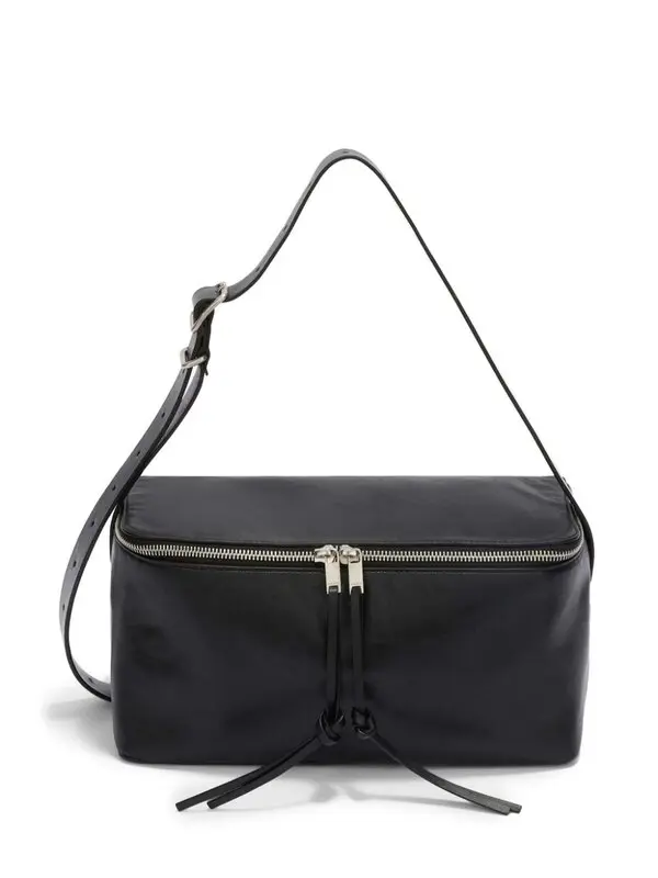JIL SANDER Medium Leather Shoulder Bag - Black