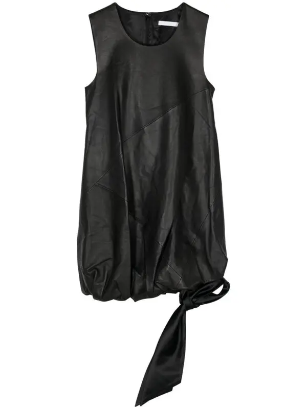 Helmut Lang Leather Puffball Mini Dress