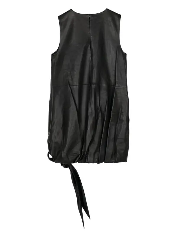 Helmut Lang Leather Puffball Mini Dress