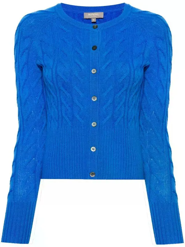 N.peal Myla Cable-knit Cashmere Cardigan - Blue