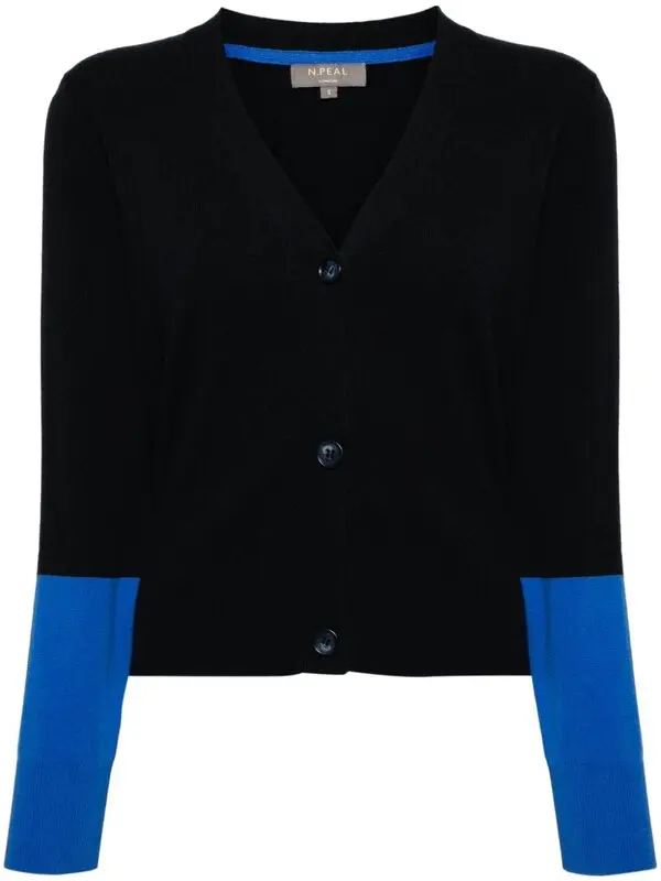 N.peal Colour-block Cashmere Cardigan - Blue