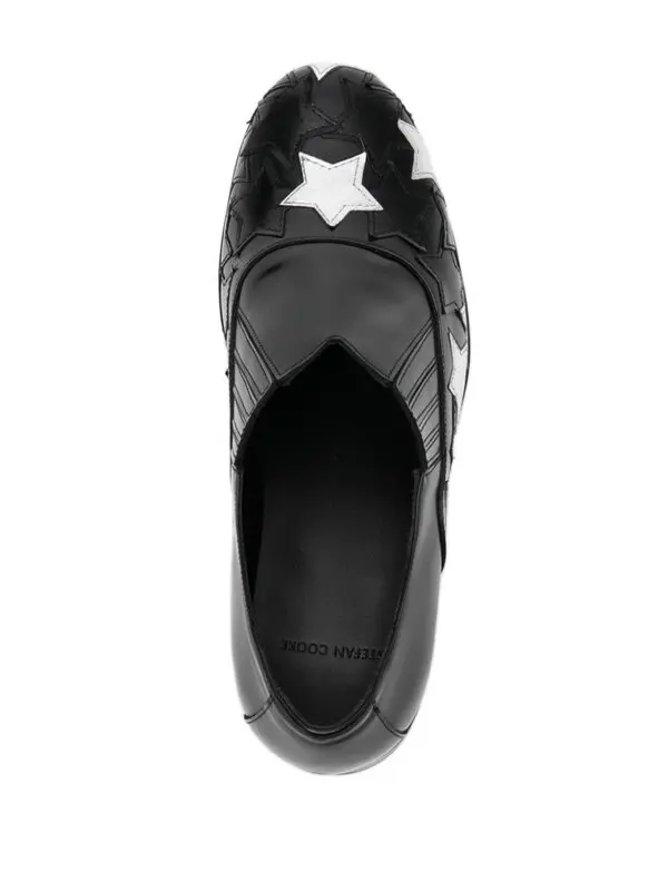 Stefan Cookee Black Leather Slip-On Loafers with Silver Star Appliqué Stefan Cooke 100 Stars Leather Loafers In Black - 66% Off  main image 3