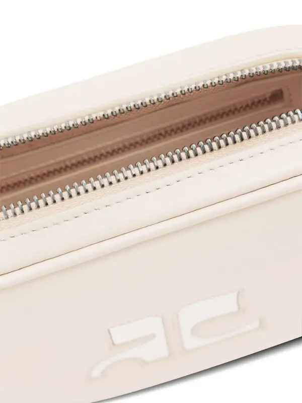 COURREGES Logo-embroidered Leather Camera Bag - Neutrals
