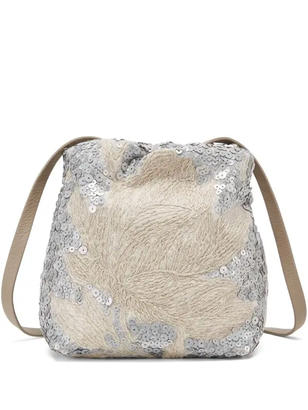 Brunello Cucinelli Sequin-embellished Linen Shoulder Bag