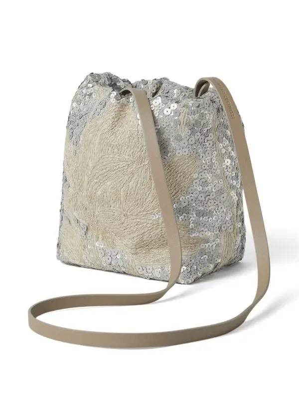 Brunello Cucinelli Sequin-embellished Linen Shoulder Bag