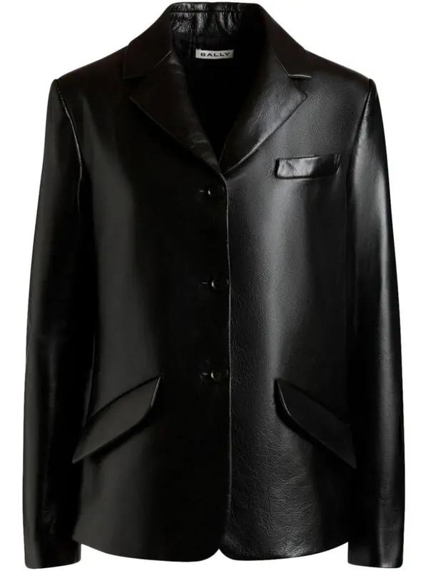 Bally Leather Blazer Notched Lapels