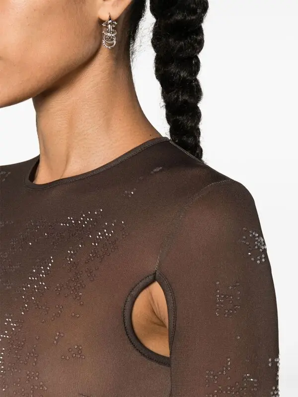 ANDREĀDAMO Rhinestone-embellished Ombré Crop Top