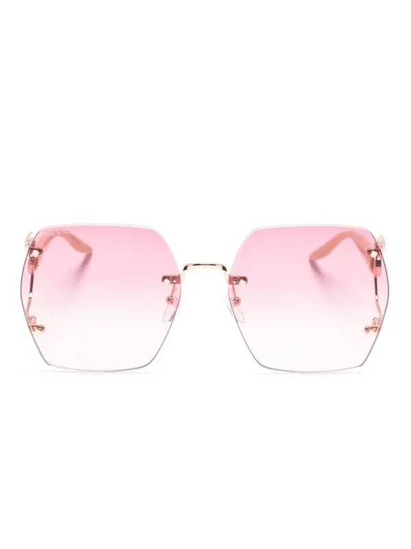 Gucci Double G Geometric Sunglasses - Neutrals