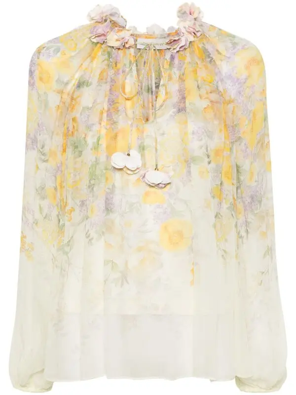 Zimmermann Harmony Billow Floral-print Blouse