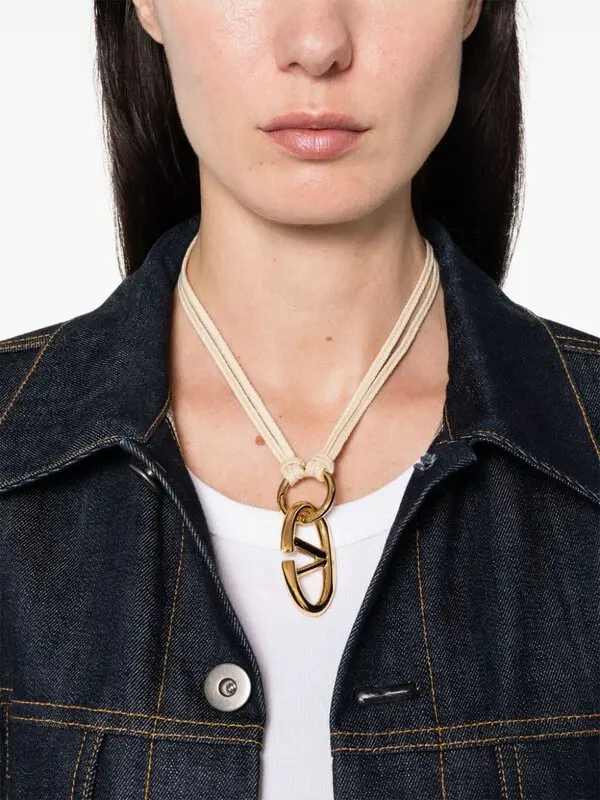 Valentino Garavani Vlogo Pendant Necklace - Neutrals