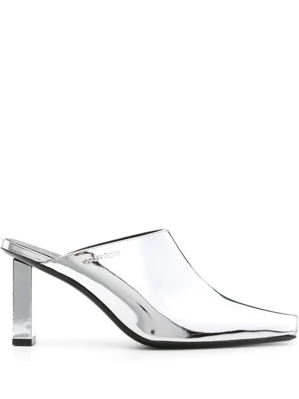 COURREGES 70mm Mirrored Mules - Silver