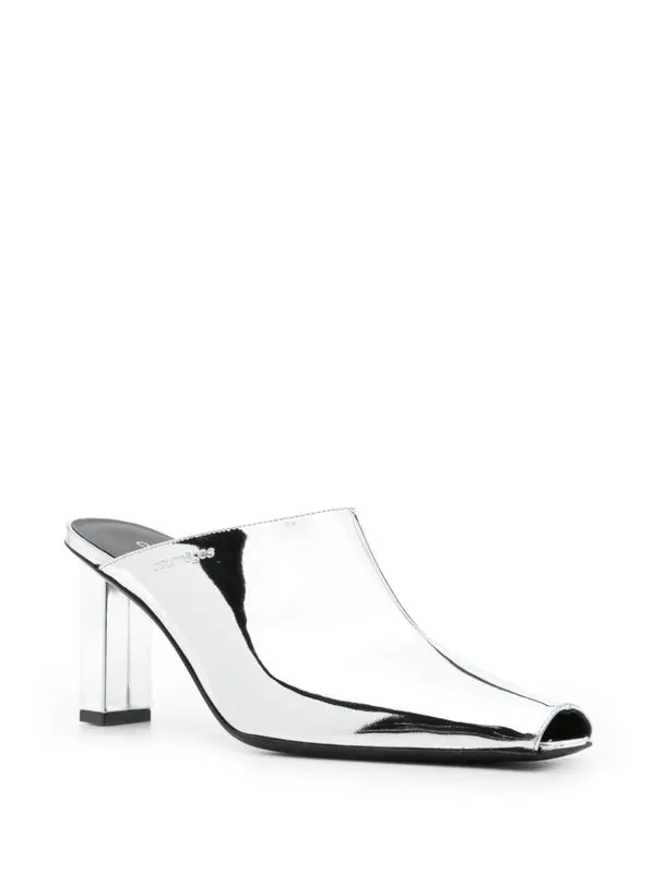 COURREGES 70mm Mirrored Mules - Silver