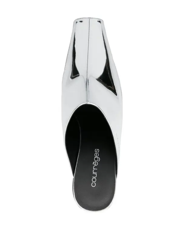 COURREGES 70mm Mirrored Mules - Silver