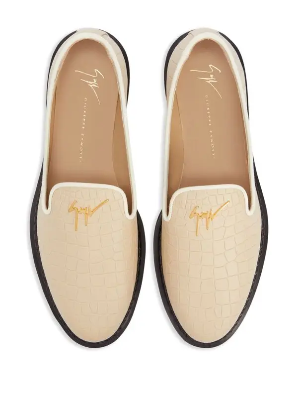 GIUSEPPE ZANOTTI Logo-lettering Loafers - Neutrals