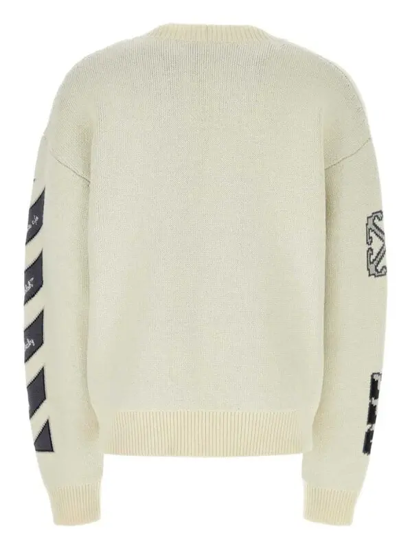 Off-White Varsity Ribbed V-neck Cardigan - Neutrals