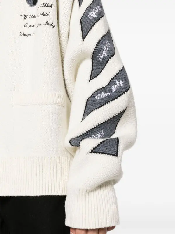 Off-White Varsity Ribbed V-neck Cardigan - Neutrals