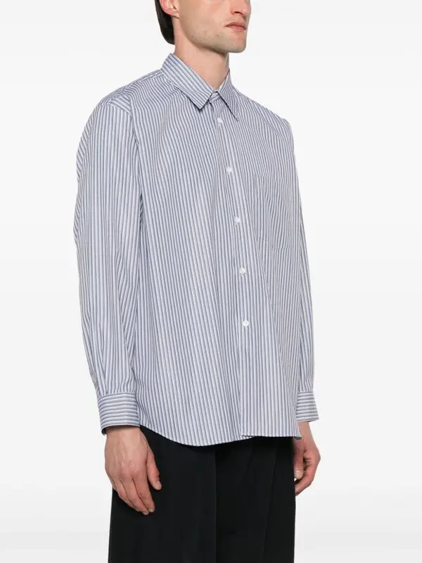 Comme Des Garçons Striped Cotton Shirt - Blue