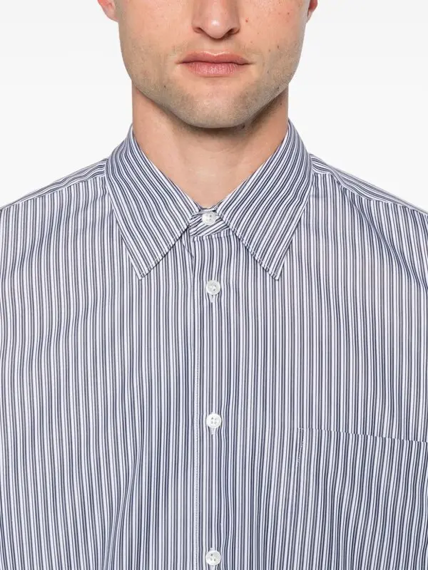 Comme Des Garçons Striped Cotton Shirt - Blue