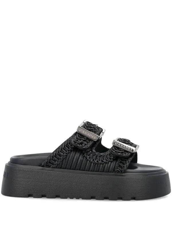 Casadei Birky Ale Flatform Slides - Black