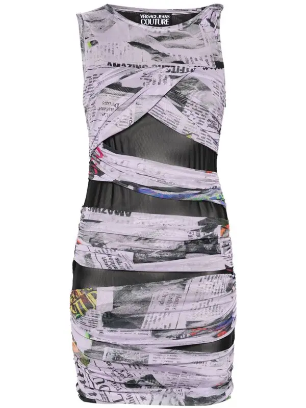 Versace Asymmetric Draped Mini Dress In Purple - 55% Off | Editorialist