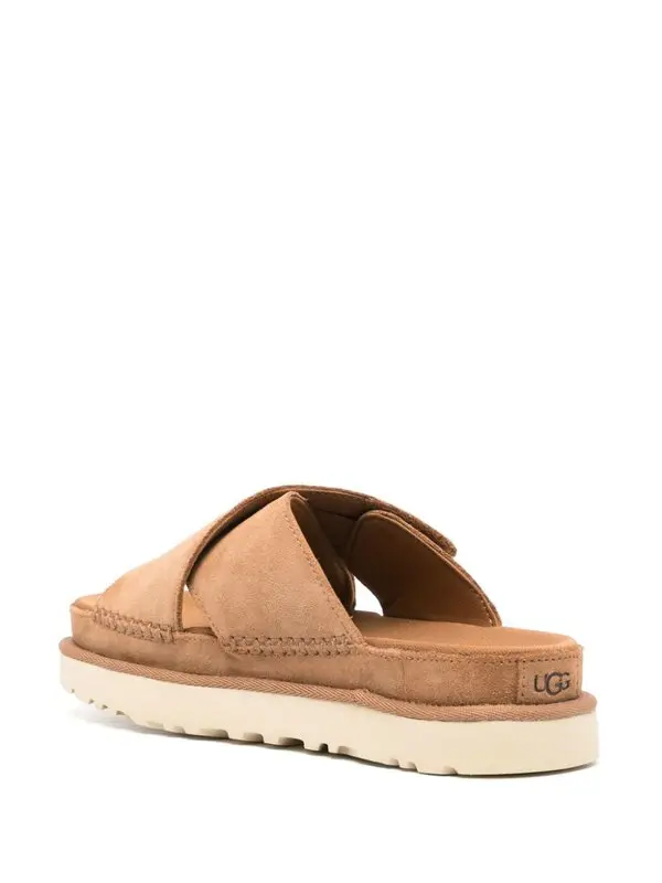UGG Goldenstar Cross Suede Slides - Brown