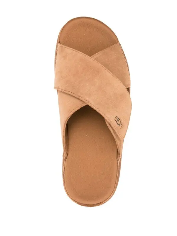 UGG Goldenstar Cross Suede Slides - Brown