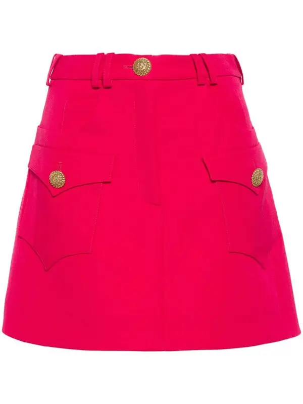 Balmain Lion Engraved-buttons Mini Skirt - Pink