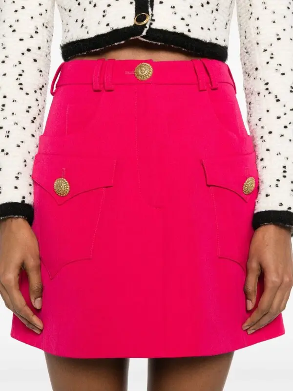Balmain Lion Engraved-buttons Mini Skirt - Pink