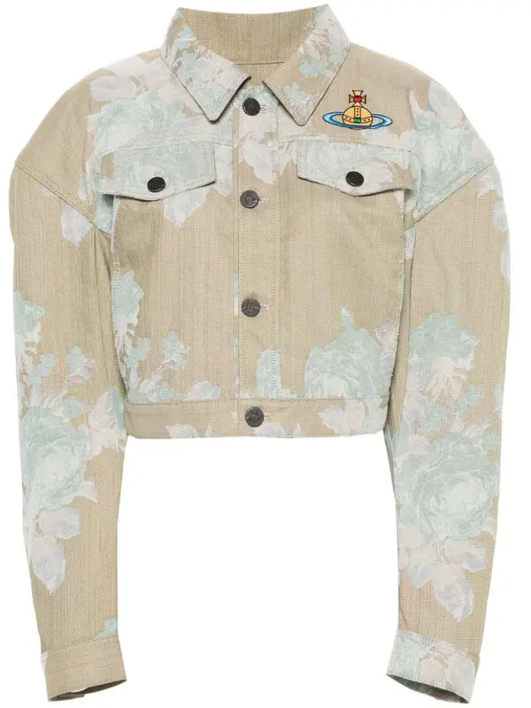 VIVIENNE WESTWOOD Orb-embroidered Denim Jacket - Neutrals