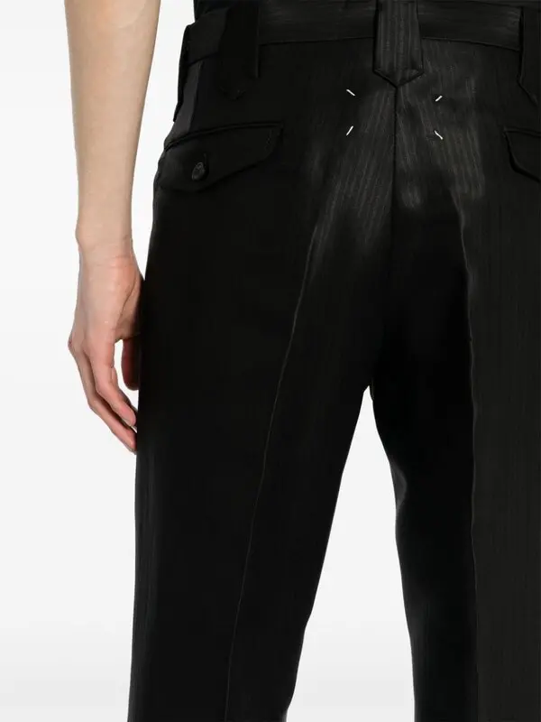 MAISON MARGIELA Herringbone Straight-leg Trousers - Black