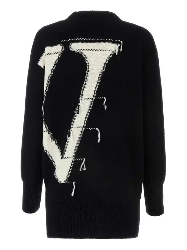 Off-White Maxi Logo-intarsia Wool Cardigan - Black