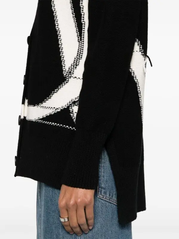 Off-White Maxi Logo-intarsia Wool Cardigan - Black