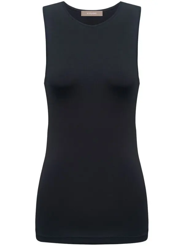 12 STOREEZ Crew-neck Stretch Tank Top - Black