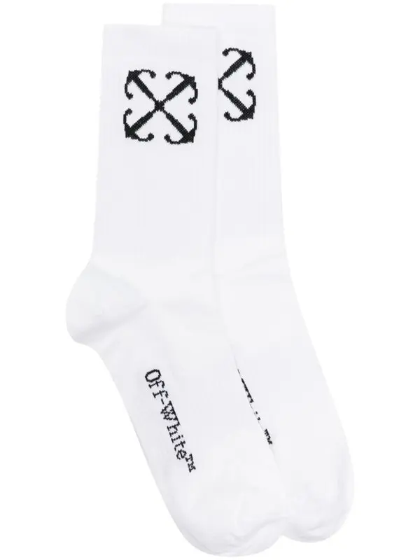 Off-White Arrows-motif Cotton Socks - White