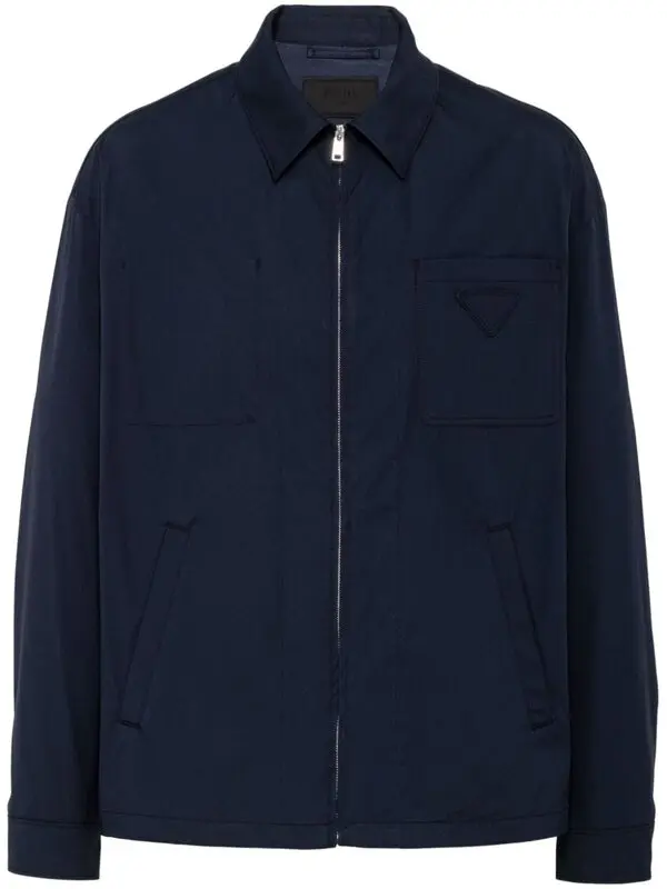 Prada Logo-patch Cotton Jacket - Blue