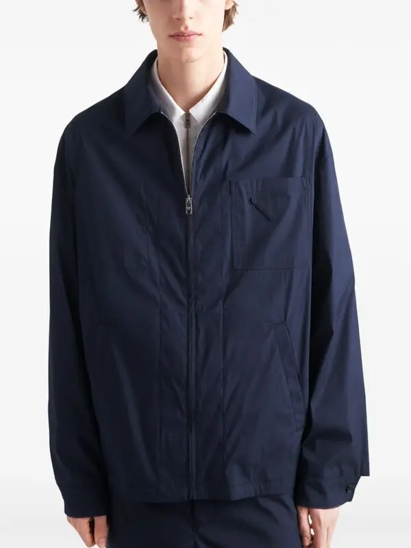 Prada Logo-patch Cotton Jacket - Blue