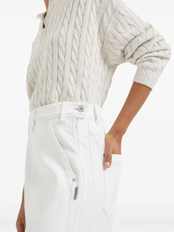 Brunello Cucinelli Monili Chain-embellished Dyed Skirt