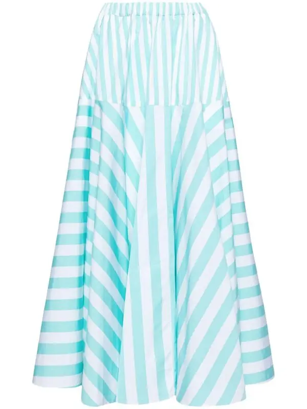PATOU Striped Cotton Maxi Skirt - Green