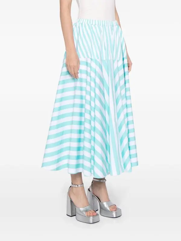 PATOU Striped Cotton Maxi Skirt - Green