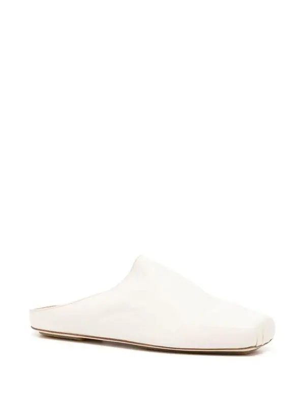UMA WANG Square-toe Leather Slippers - White