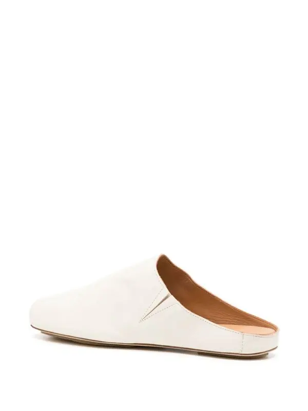 UMA WANG Square-toe Leather Slippers - White