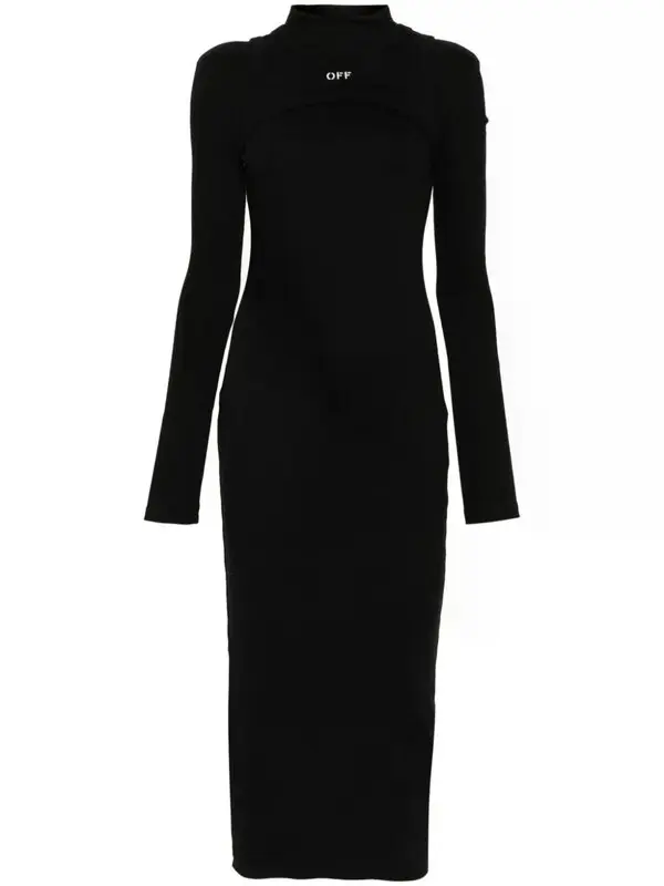 Off-White Off Stamp Rib Round Dress - Black