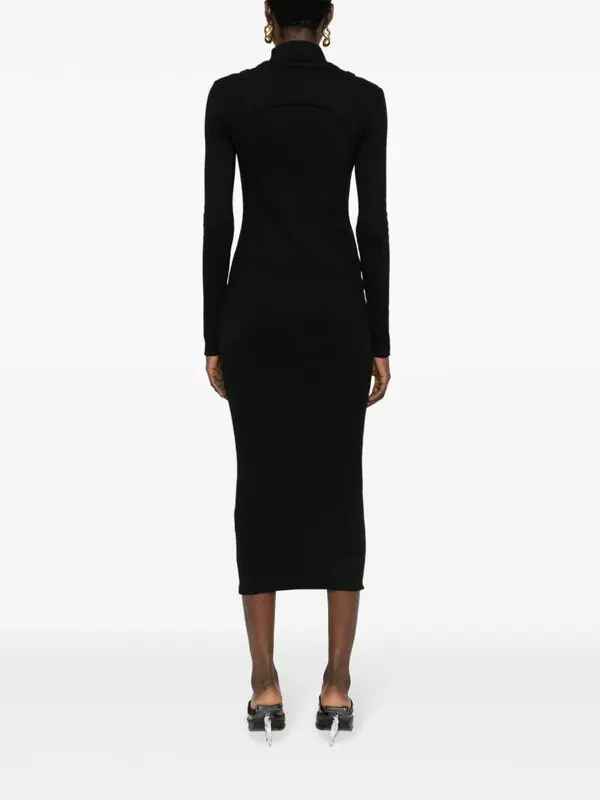 Off-White Off Stamp Rib Round Dress - Black