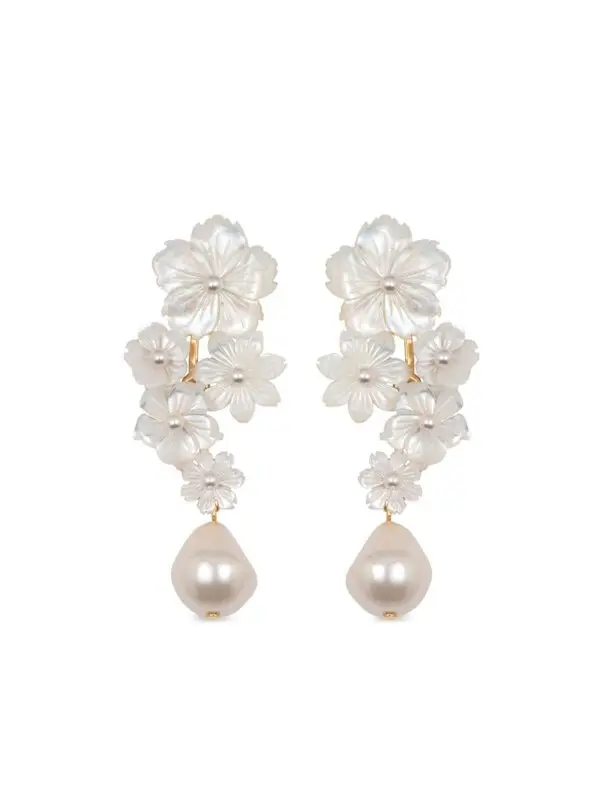 JENNIFER BEHR Makenzie Floral Drop Earrings - Neutrals