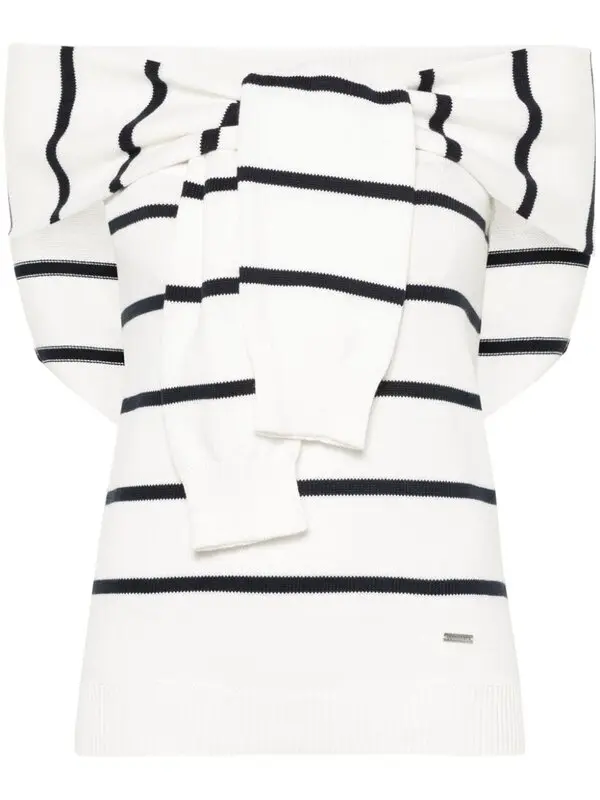 Dsquared2 Decorative-sleeves Striped Top - White
