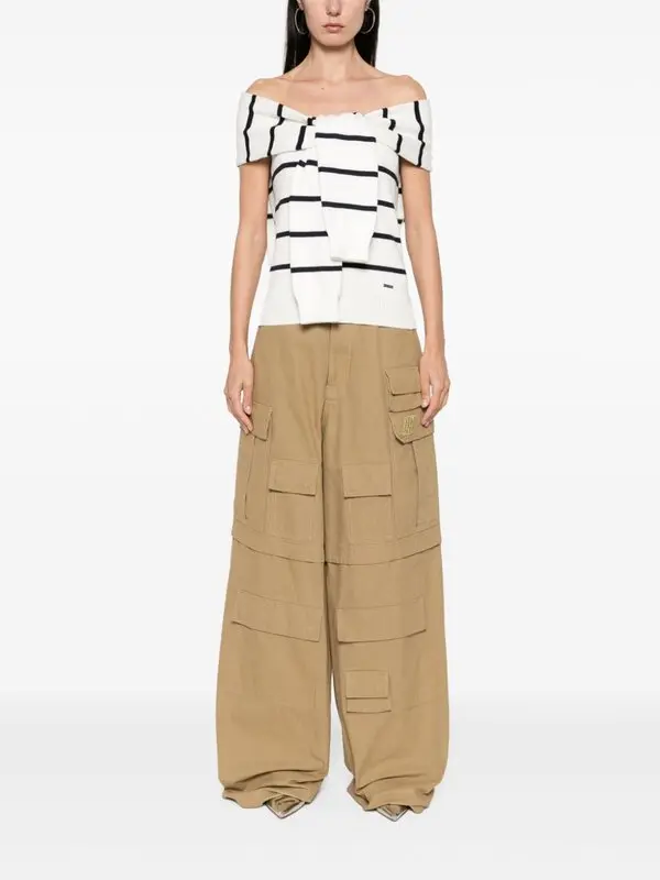 Dsquared2 Striped Knit Top With Decorative Sleeves
