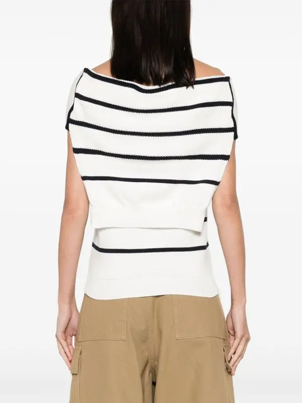 Dsquared2 Striped Knit Top With Decorative Sleeves