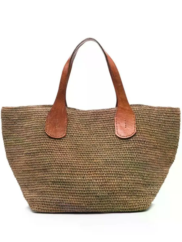 IBELIV Woven Raffia Tote Bag - Brown