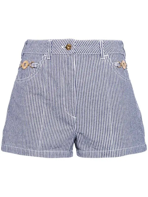 PATOU Striped Denim Mini Shorts