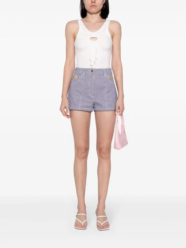 PATOU Striped Denim Mini Shorts